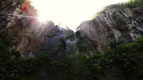Weak Waterfall During Sunset Azores Stock Footage Video (100% Royalty ...