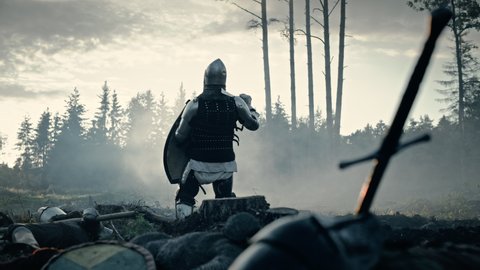 Medieval Knight Standing On Battlefield Amidst Stock Footage Video (100 ...