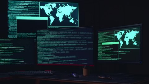 Code On Multiple Computer Screens Stock Footage Video (100% Royalty ...