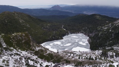 Flying Over Ice Covered Lake Stock Footage Video (100% Royalty-free ...