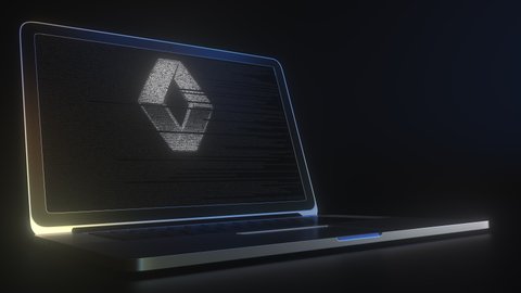Computer Screen Logo Renault Made Source Stock Footage Video (100% ...