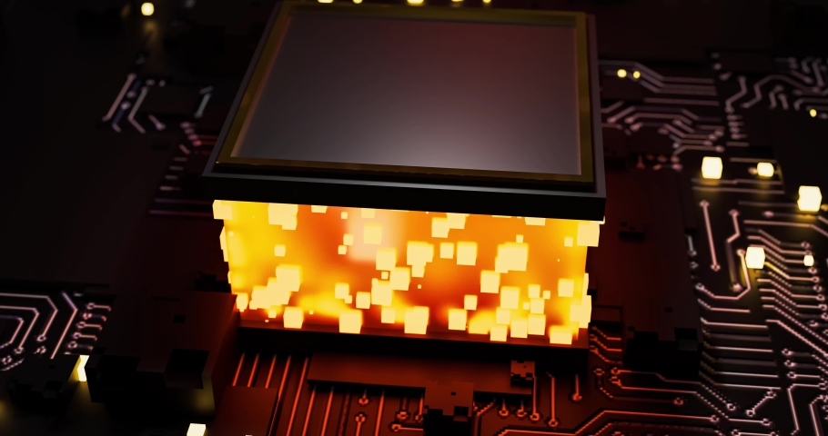 4K Circuit Board electrons Data Flow Background Animation. Artificial Intelligence. Machine ...