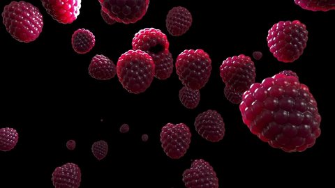 Flying Raspberry Black Background Stock Footage Video (100% Royalty ...