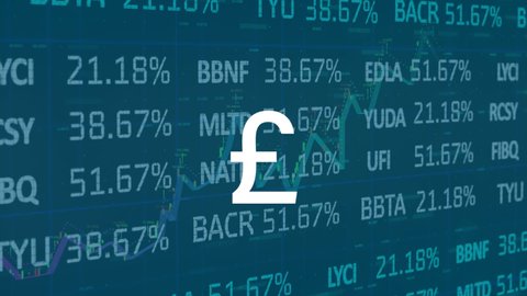 Animation British Pound Sign Over Financial Stock Footage Video (100% ...