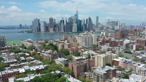 Flying Over Brooklyn Heights Towards Downtown Stock Footage Video (100% ...