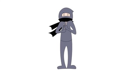 Ninja Disappears Ninjutsuwhite Background Stock Footage Video (100% ...
