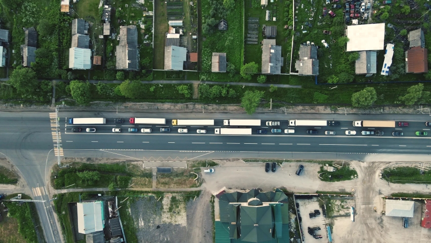 trucks cars stand traffic jam intersection Stock Footage Video (100% ...