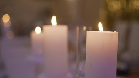 White Round Rough Candles Stand On Stock Footage Video (100% Royalty ...