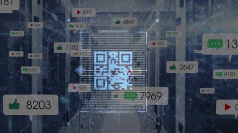 Animation Qr Code Over Social Media Stock Footage Video (100% Royalty ...