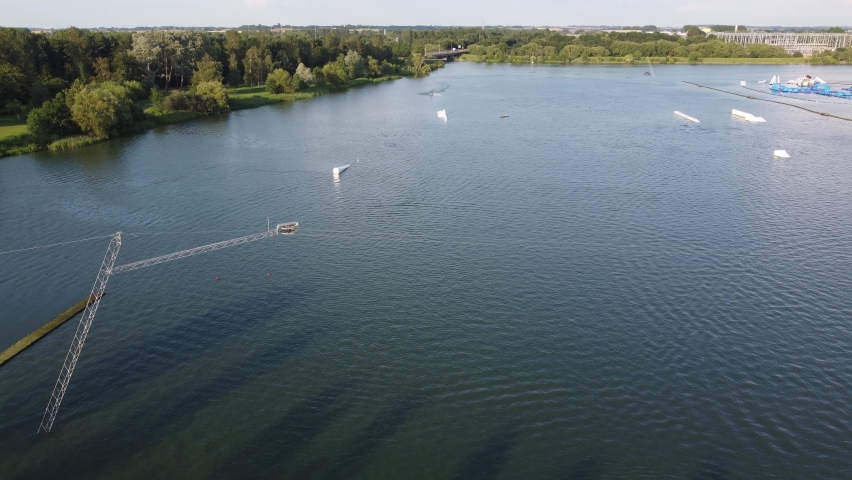 aerial view lake drone's flight over Stock Footage Video (100% Royalty ...