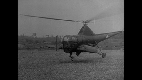 1940s Medic Helicopter Lifts Off Ground Stock Footage Video (100% ...