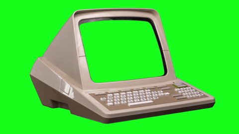 Old Fashioned Computer Monitor Green Screen Stock Footage Video (100% ...