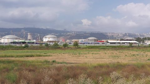 Haifa Oil Refinery Facilities Compound City Stock Footage Video (100% ...