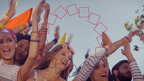 Animation Red Shapes Over Happy People Stock Footage Video (100% ...