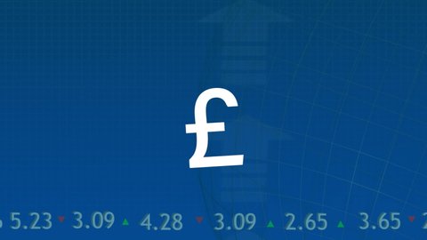 Animation British Pound Sign Over Financial Stock Footage Video (100% ...