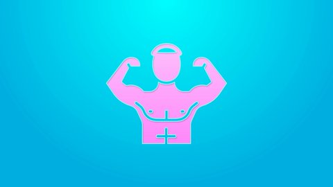 Pink Line Bodybuilder Showing His Muscles Stock Footage Video (100% ...