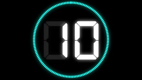 Digital Clock 10 Seconds Countdown Timer Stock Footage Video (100% ...