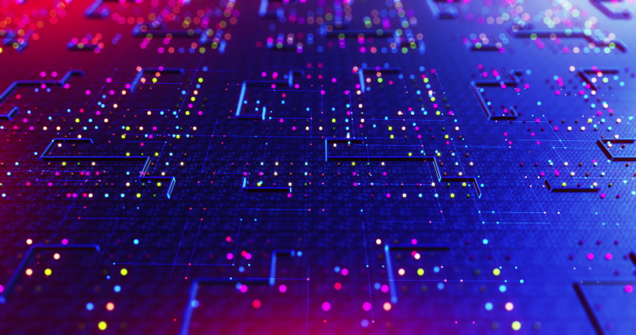 Futuristic Technology Neon Animation of CPU, GPU, and Circuit Board ...