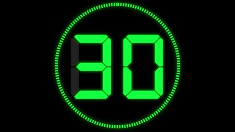 Digital Clock 30 Seconds Countdown Timer Stock Footage Video (100% ...