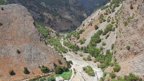 Aerial View Exit Samaria Gorge Town Stock Footage Video (100% Royalty ...