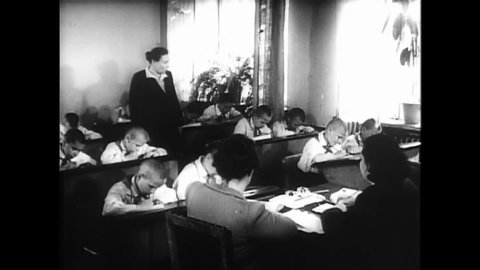 Circa 1950s Children Communist Schools Disciplined Stock Footage Video ...