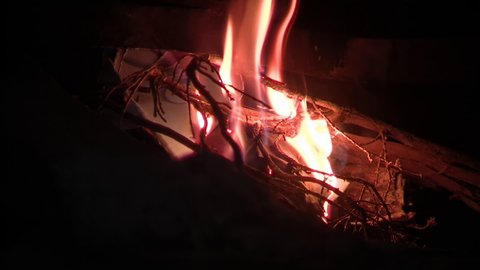 Man Hands Igniting Bonfire Wilderness Dark Stock Footage Video (100% ...