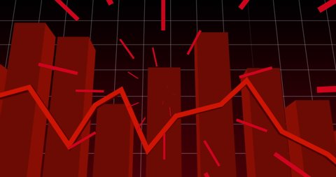 Animation Red Statistics Red Rays Pulsating Stock Footage Video (100% ...