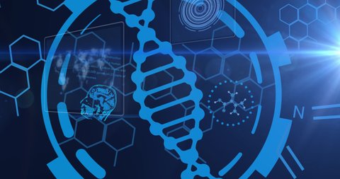 Animation Dna Strand Logo Over Data Stock Footage Video (100% Royalty ...