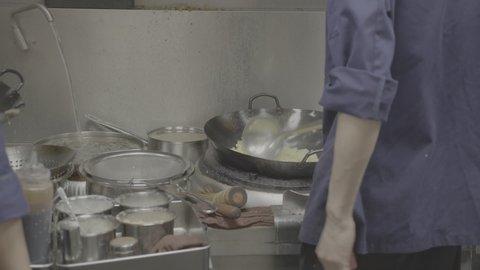 Man Cooking Rice Chinese Restaurant Kitchen Stock Footage Video (100% ...