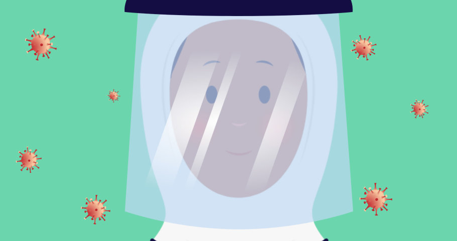 animation woman face shield over covid Stock Footage Video (100% ...