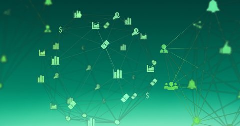 Animation Network Connections On Green Background Stock Footage Video ...