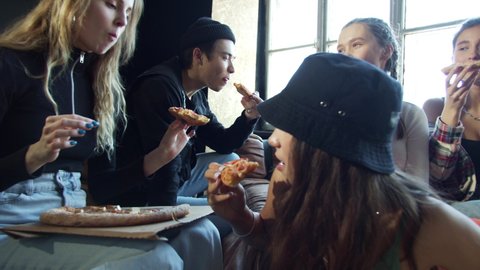 Young Dancers Gonna Fight Pepperoni Pizza Stock Footage Video (100% ...