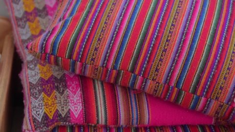 Peruvian Fabric Traditional Colours Motifs Stock Footage Video (100% ...