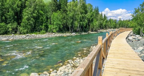 Clean River Water Flows Between Banksbeautiful Stock Footage Video (100 ...