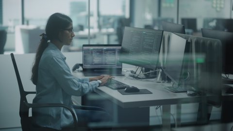 Diverse Office Indian Programmer Working On Stock Footage Video (100% ...