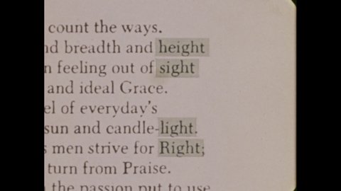 1970s Poem On Page Words Highlighted Stock Footage Video (100% Royalty ...