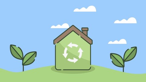 Eco Friendly Animation Arrows Recycle House Stock Footage Video (100% ...