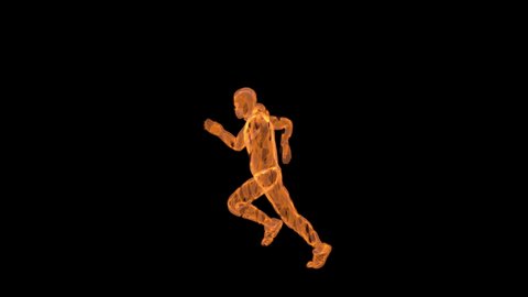 Fire Athlete Running Animation On Black Stock Footage Video (100% ...