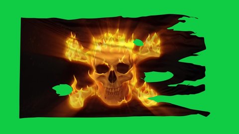 3d Jolly Roger Fire Pirate Flag Stock Footage Video (100% Royalty-free ...