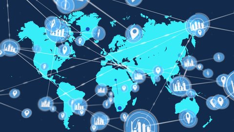 Animation Network Connections Icons Over World Stock Footage Video (100 ...