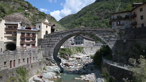 Ancient Pont Saint Martin Bridge Historic Stock Footage Video (100% ...