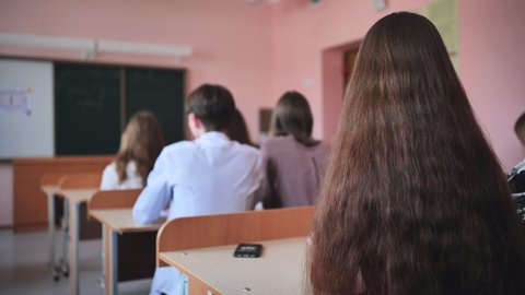 Pupils 11th Grade Class Desks During Stock Footage Video (100% Royalty ...