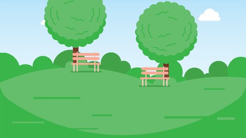 Animation Beautiful Grass Meadow Park Trees Stock Footage Video (100% ...