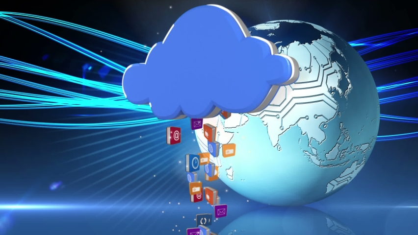 animation media icons over globe global Stock Footage Video (100% ...