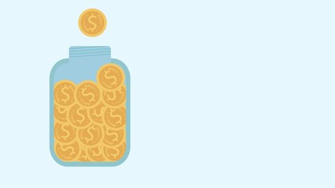 Golden Coins Falling Into Jar Animation Stock Footage Video (100% ...