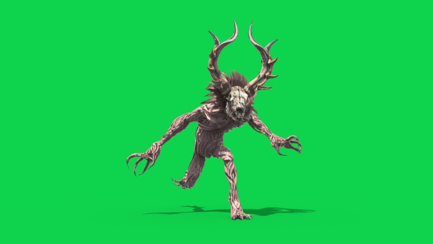 wendigo green screen runcycle loop 3d Stock Footage Video (100% Royalty ...