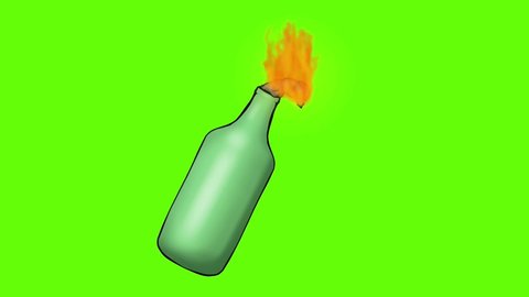 Dangerous Molotov Cocktail Burning Fire Green Stock Footage Video (100% ...
