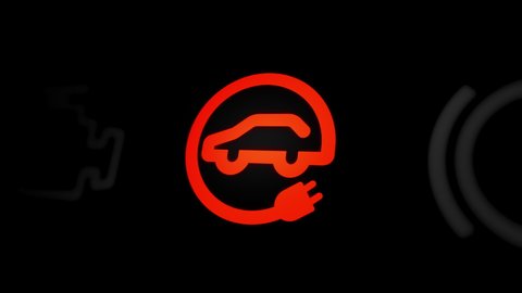 Low Battery Warning On Electric Car Stock Footage Video (100% Royalty ...