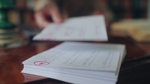 Professor Grading Students Test Papers Written Stock Footage Video (100 ...