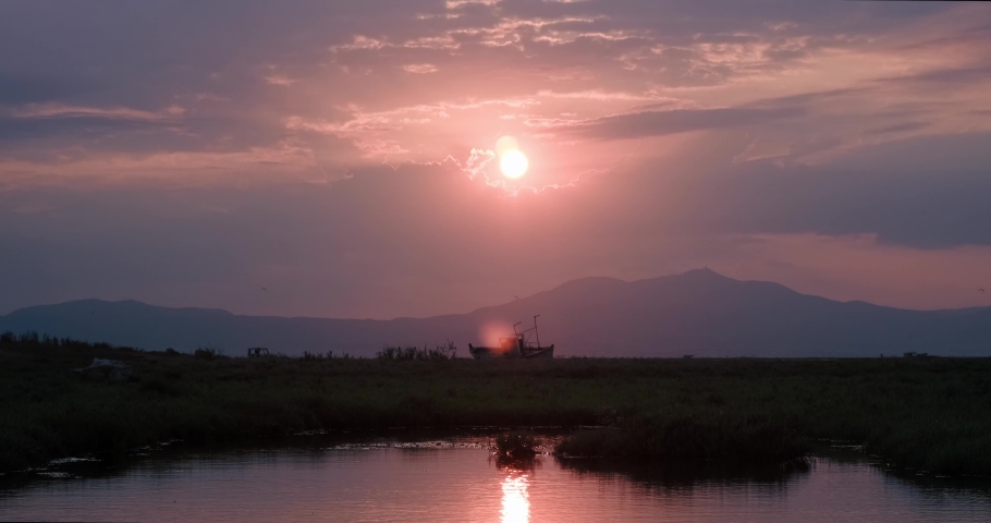 static shot sun rising over wetland Stock Footage Video (100% Royalty ...